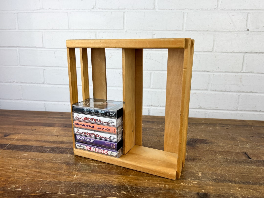 Vintage Napa Valley Wood Tape Cassette Holder Crate Storage Display ...