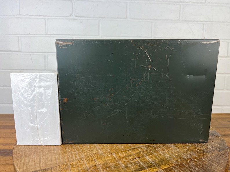 Vintage Distressed Steelmaster Gray Metal Box Simple Industrial Dark ...