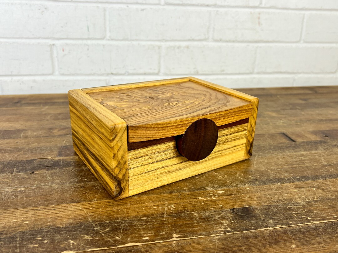 Vintage Handmade Wood Box With Lid Small Brown Wooden Rectangle Box ...