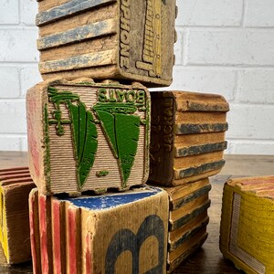 14 Distressed Vintage Wooden Letter Blocks Vintage Wood ABC Blocks ...