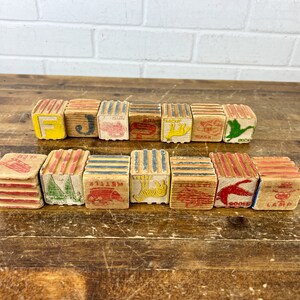 14 Distressed Vintage Wooden Letter Blocks Vintage Wood ABC Blocks ...
