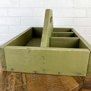 Handmade Vintage Wooden Tool Tray With Slots and Handle Distressed Wood ...