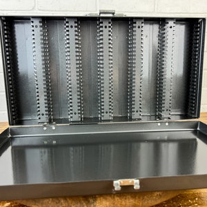 Vintage Dark Gray Metal 35mm Slide Box With Latch and Handle Projector ...