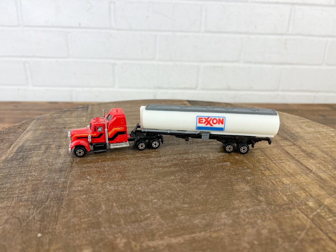 Vintage Red Semi Truck With Trailer Exxon Truck Diecast 1980s Metal Car ...