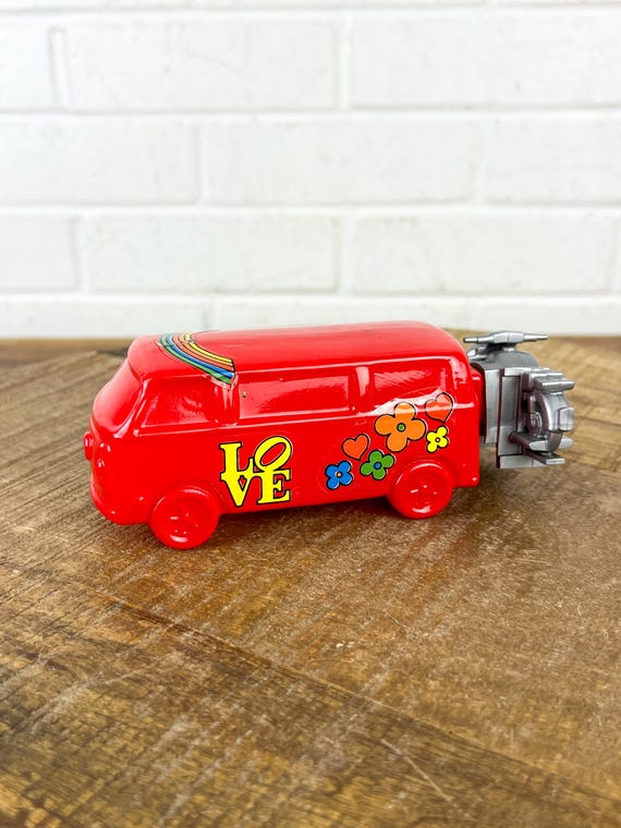 Vintage Avon Red VW Volkswagen Bus Figurine Glass Hip… - Gem