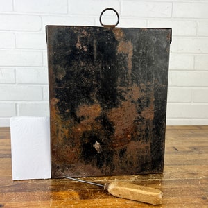 Vintage Black Distressed Metal Box Lid File Box Holds Paper Industrial ...