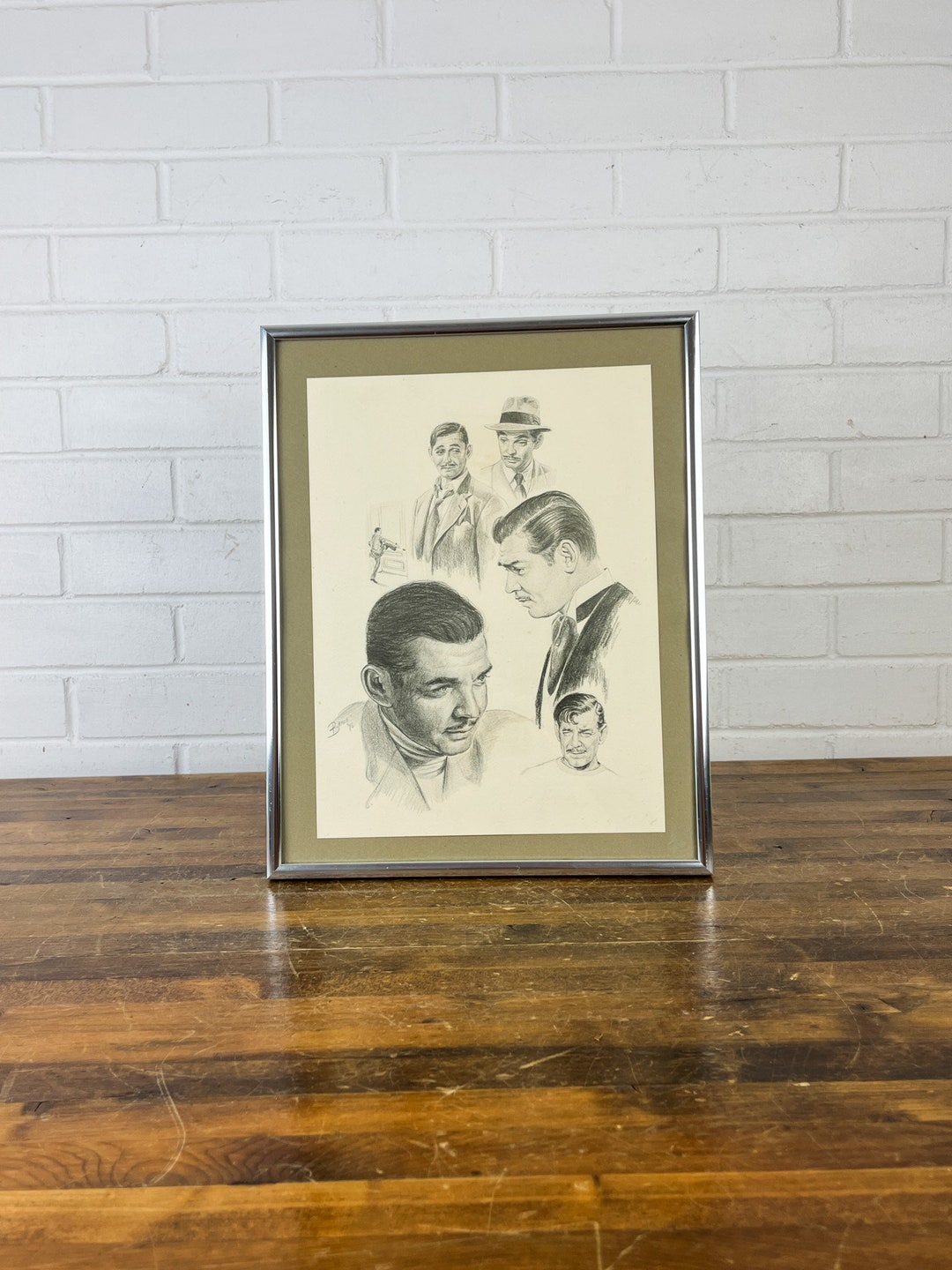 1970s 14x11" Vintage Framed Clark Gable Print by Glen Fortune Banse ...