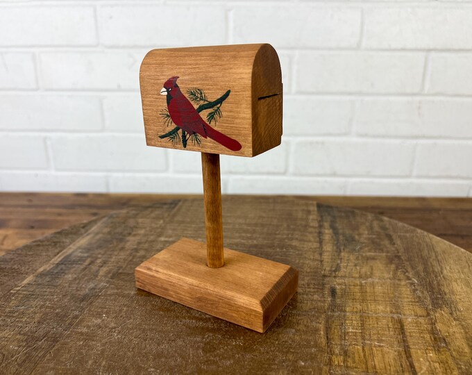 Vintage Brown Wood Mailbox Stamp Dispenser for Rolled Stamps With ...