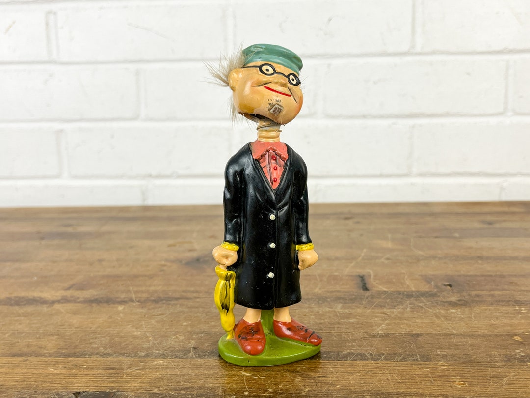 Authentic Vintage Bobblehead Man Figurine Paper Mache Asian - Etsy