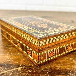 5x3 Vintage Inlay Wood Box With Lid Small Brown Wooden - Etsy