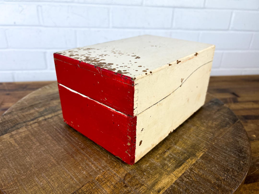 Distressed Vintage Wooden File Box for 3x5 Cards Small Wood Box With ...