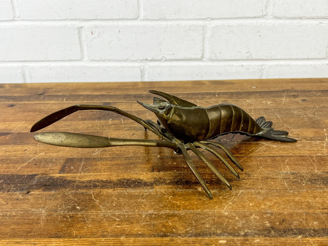11 Vintage Brass Lobster Authentic Vintage Gold Nautical Shelf Decor ...