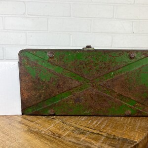 Distressed Vintage Green Metal Box With Tray With Latch Green Container ...