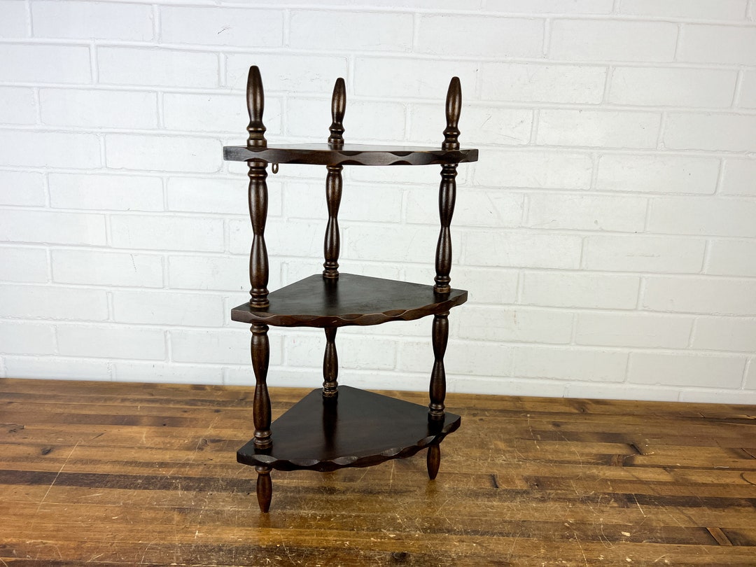 Vintage Ziprinho Wood Spindle Wall Corner Shelf 3 Tier Shelf Made in ...
