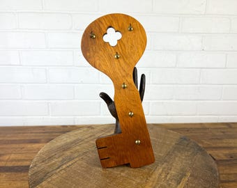 Vintage Vertical Wood Key Holder Shaped Like a Key With 6 Hooks Wooden ...