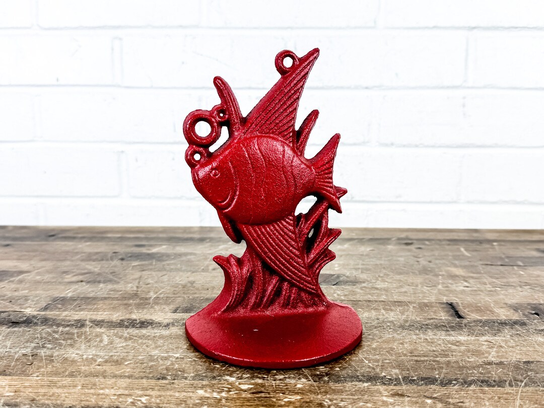 Vintage Red Fish Doorstop Tropical Fish Angel Fish Statue Angelfish ...
