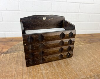 Vintage Open Top Brown Wood 3x5 Card Holder for Wall Hanging Recipe Box ...