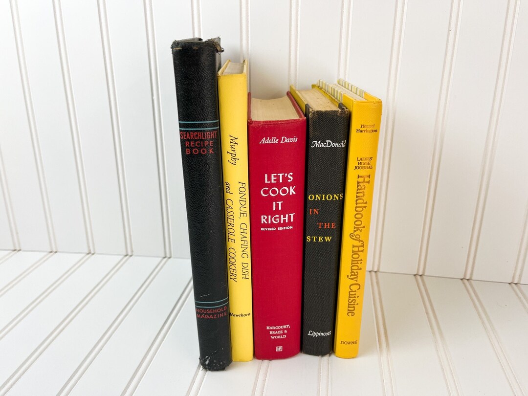 Set of Vintage Yellow, Black and Red Cookbooks Old Hard Cover 5 Piece ...