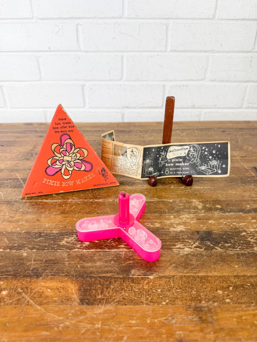 Vintage Pixie Bow Maker Kit | 1970s Ribbon Bow Tool | Mag-nif Craft Kit ...
