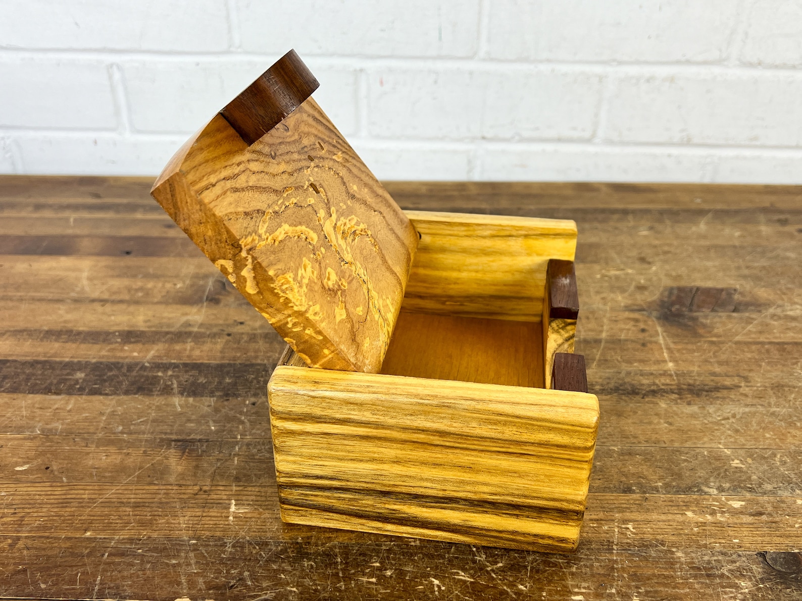 Vintage Handmade Wood Box With Lid Small Brown Wooden Rectangle Box ...