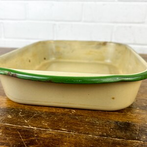 12x9" Vintage Rectangle Enamel Pan Authentic Chipped Enamelware Kitchen ...