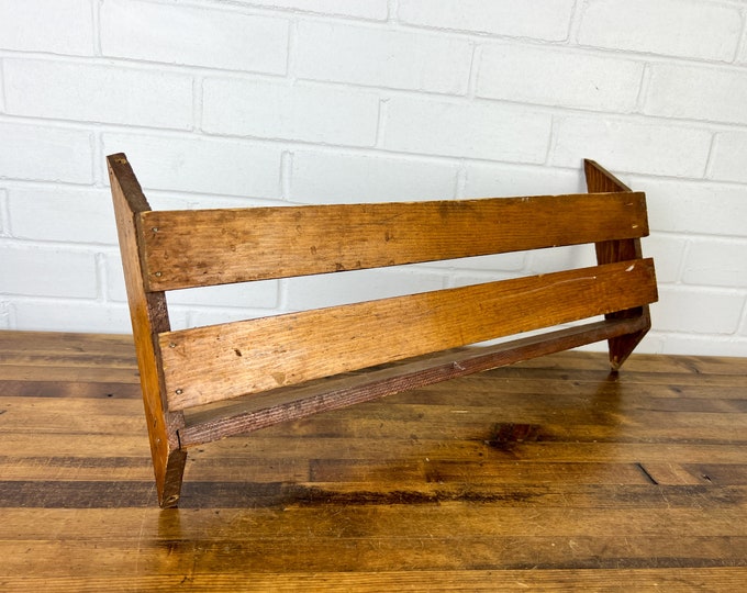 21" Wide Vintage Wooden Church Pew Book Holder Authentic Distressed ...