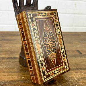 5x3 Vintage Inlay Wood Box With Lid Small Brown Wooden - Etsy