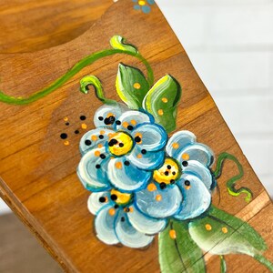 Vintage Handmade Wooden Scissor Holder With Blue Flowers Wood Holder ...