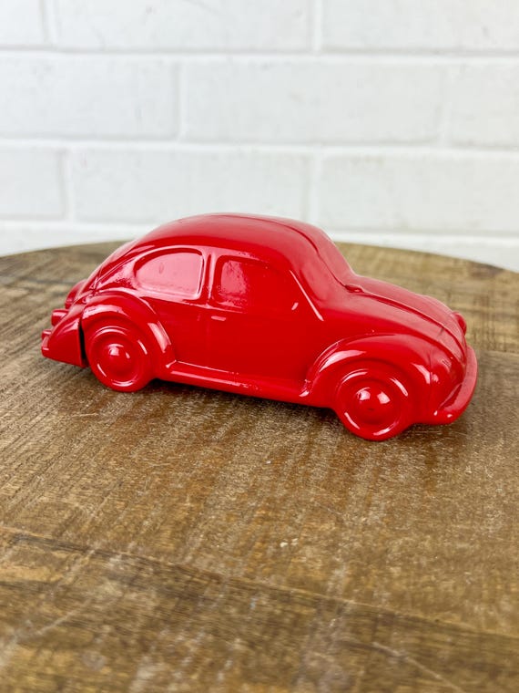 Vintage Avon Red Volkswagen Bug Figurine Glass Car Af… - Gem