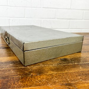 Vintage Gray Metal 35mm Slide File Box With Lid Latch Handle Mansfield ...
