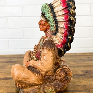 Vintage American Indian Statue Ceramic Indian Chief Native - Etsy