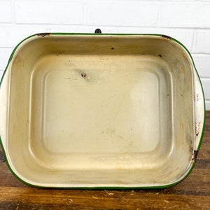 12x9" Vintage Rectangle Enamel Pan Authentic Chipped Enamelware Kitchen ...