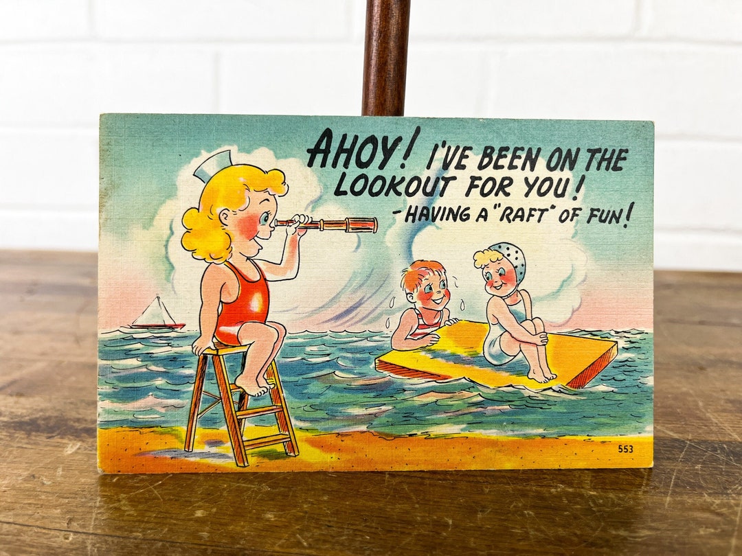 Vintage Ocean Scene Beach Kitsch Postcard - Etsy