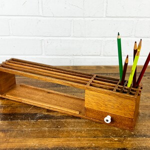 Vintage Wood Pencil Holder Note Holder Paper Holder Made Taiwan Manly ...