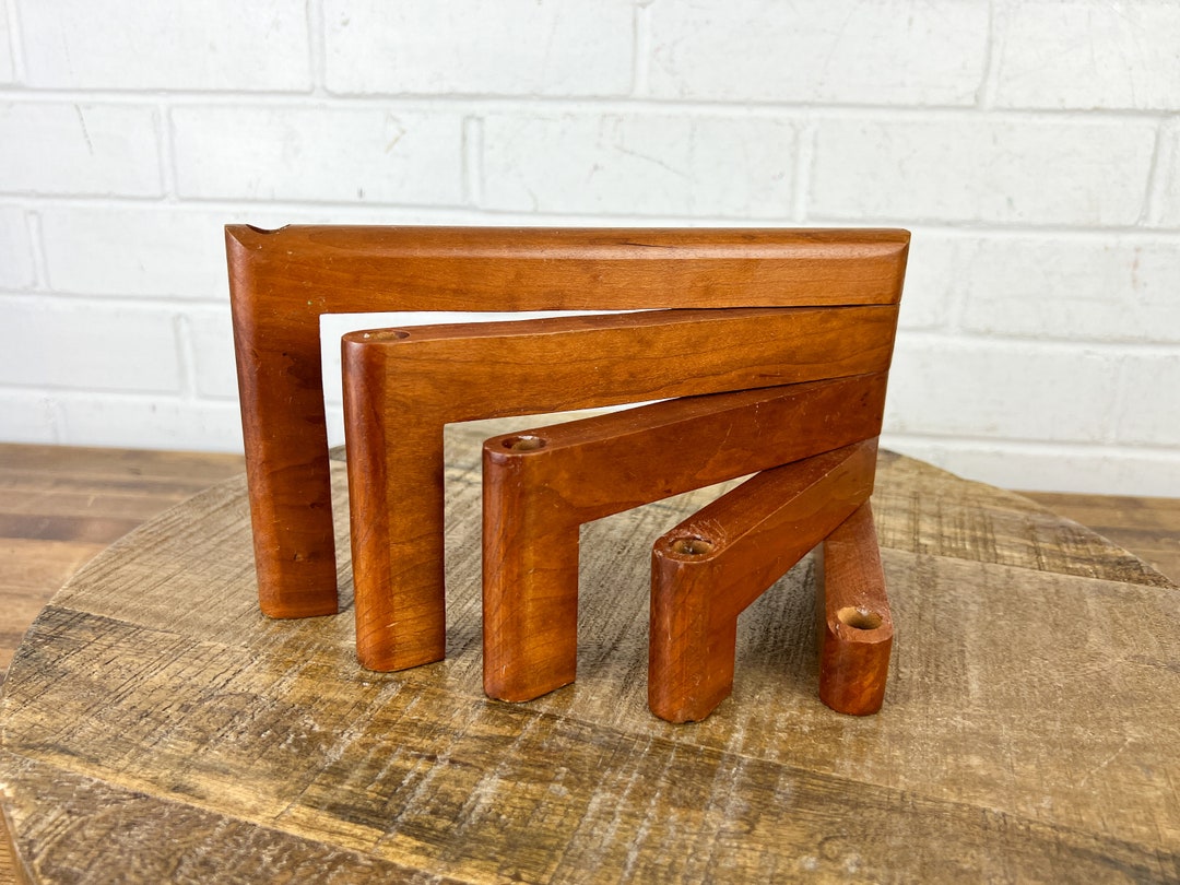 Vintage Wood Folding Candlestick Holder for 5 Candles Wooden ...