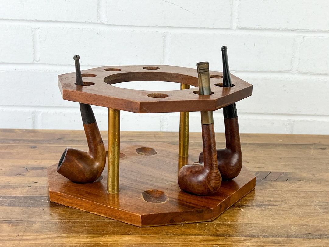 8 Pipe Vintage Pipe Rack Caddy With 8 Slots and Round Area for - Etsy