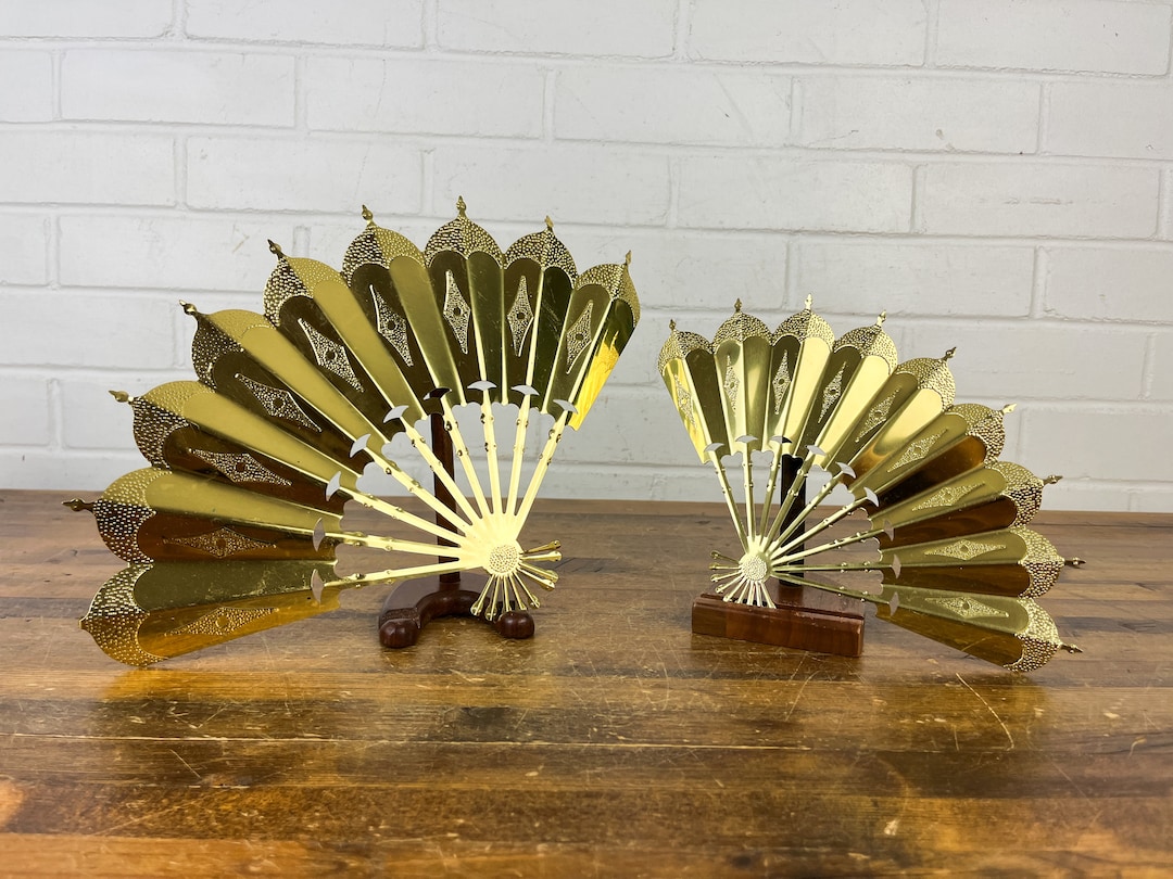 2 Vintage Gold Metal Wall Fans Decorative Fan for Wall Retro Gold Wall ...