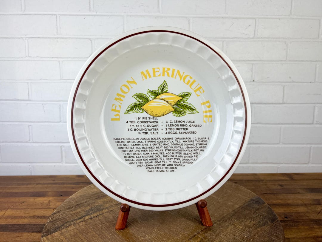 Vintage Lemon Meringue Pie Plate With Recipe Printed on It Pie Pan Pie ...