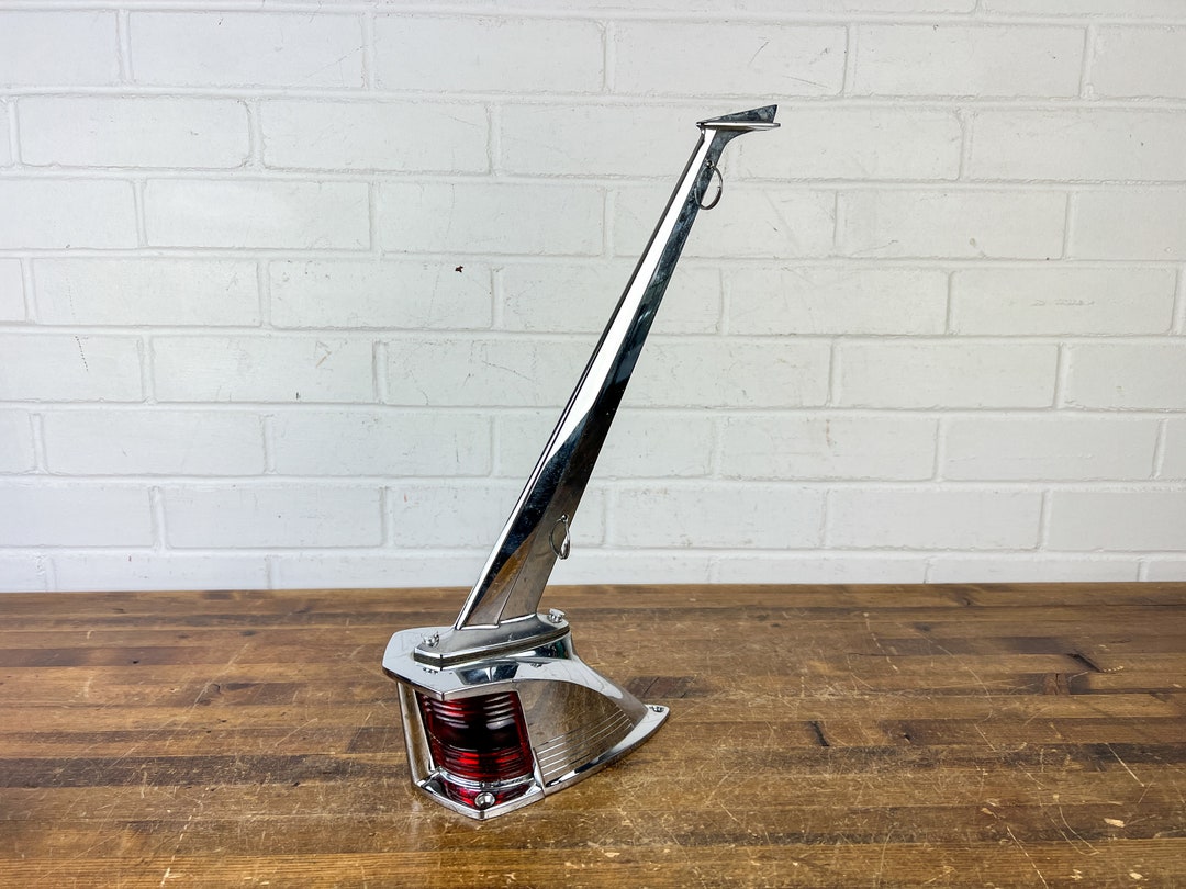Vintage Chrome Boat Bow Light and Flag Mast Pole Combo Craft Garwood ...
