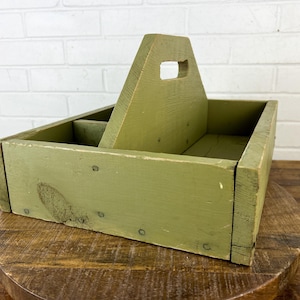 Handmade Vintage Wooden Tool Tray With Slots and Handle Distressed Wood ...