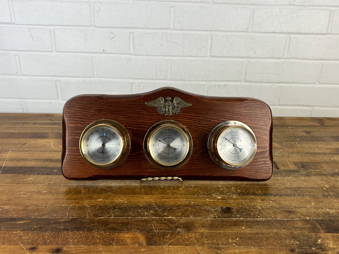 Vintage Horizontal Wood Weather Station for Wall Authentic Springfield ...