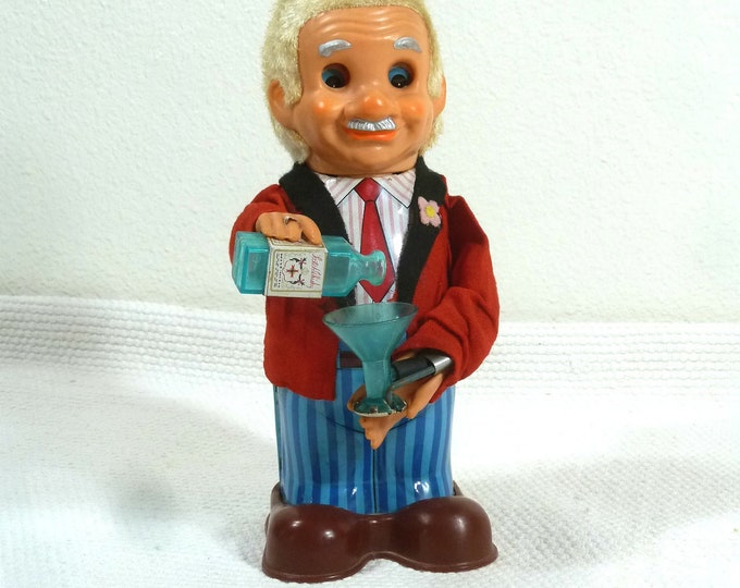 Vintage Tin Litho Dan the Drinking Man Battery Operated Made in Japan ...
