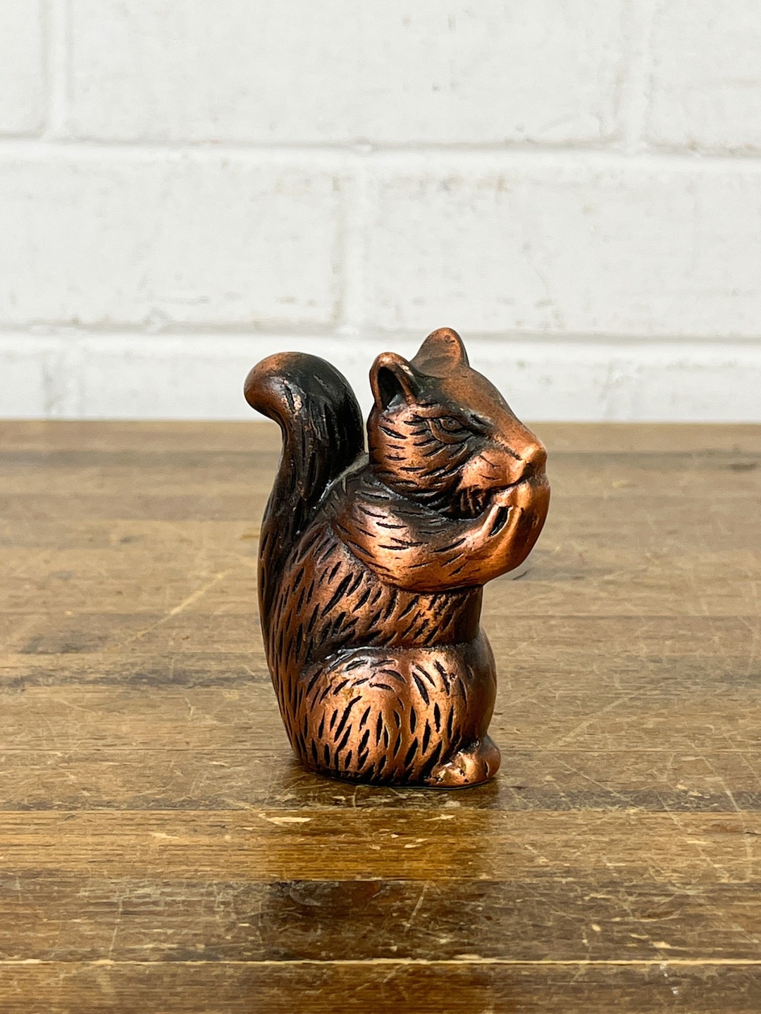 3" Vintage Copper Metal Squirrel Figurine Made Taiwan Squirrel Holding ...