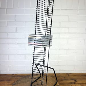 29 Tall Vintage Compact Disc Holder Black Metal Holds 48 Cds Storage CD ...