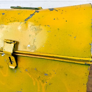 Vintage Yellow Distressed Metal Box With Dome Lid and Handles ...