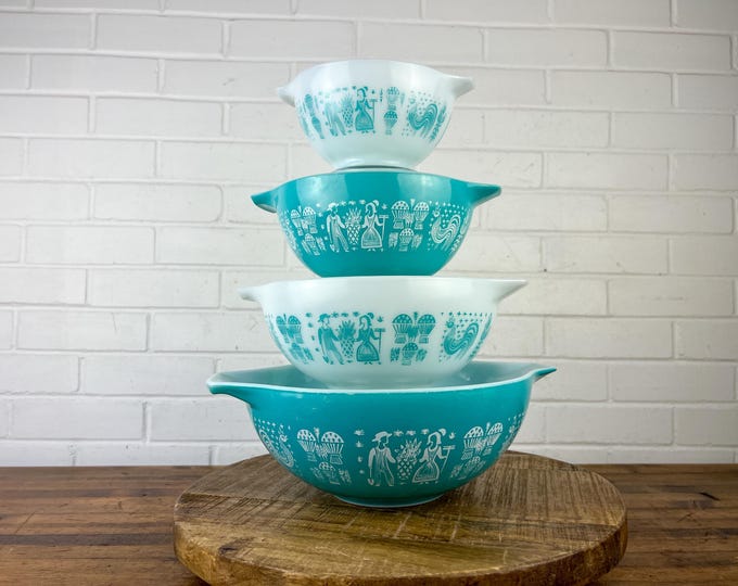 1950s 4 Piece Vintage Pyrex Butterprint Bowl Set Complete Set Amish ...