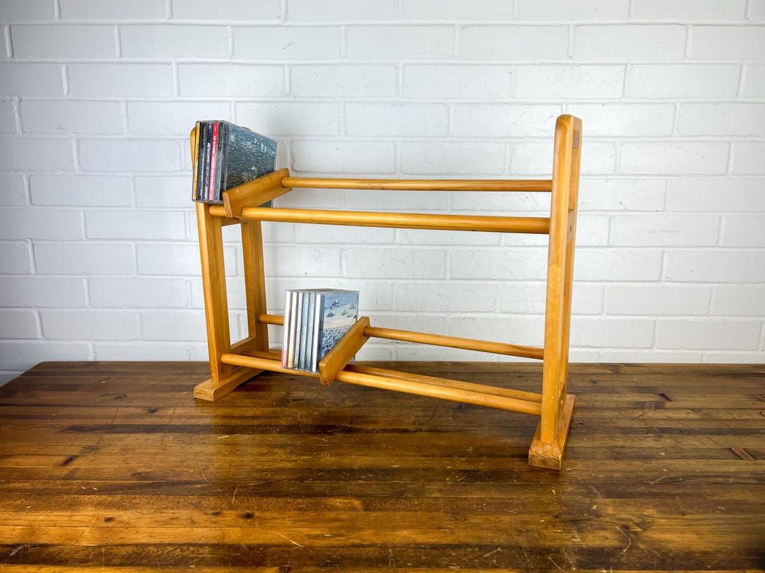 Vintage Wood CD Holder Floor Compact Disc Holder CD Rack Wooden CD ...