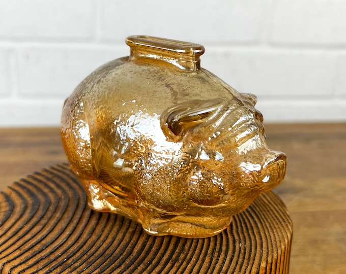 1950s Vintage Textured Carnival Glass Piggy Bank Shaped Like a Pig ...