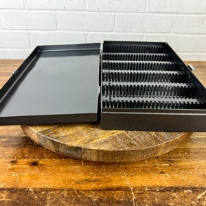 Vintage Dark Gray Metal 35mm Slide Box With Latch and Handle Projector ...