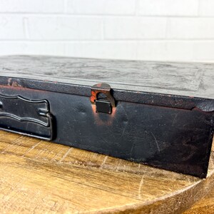 Distressed Vintage Black Metal Box With Latch and Handle Industrial ...